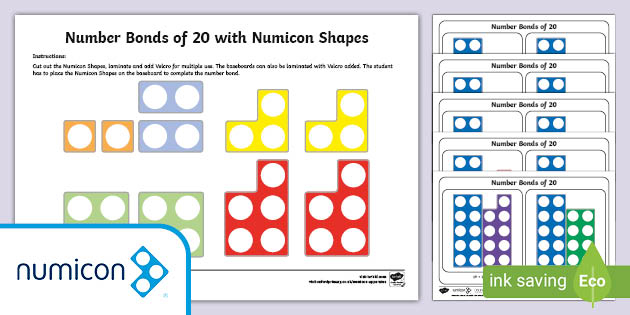 Number Bonds to 20 with Numicon Shapes Activity Pack